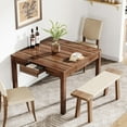 Tribesigns Square Dining Table with 4 Drawers, Wood Dining Table with ...