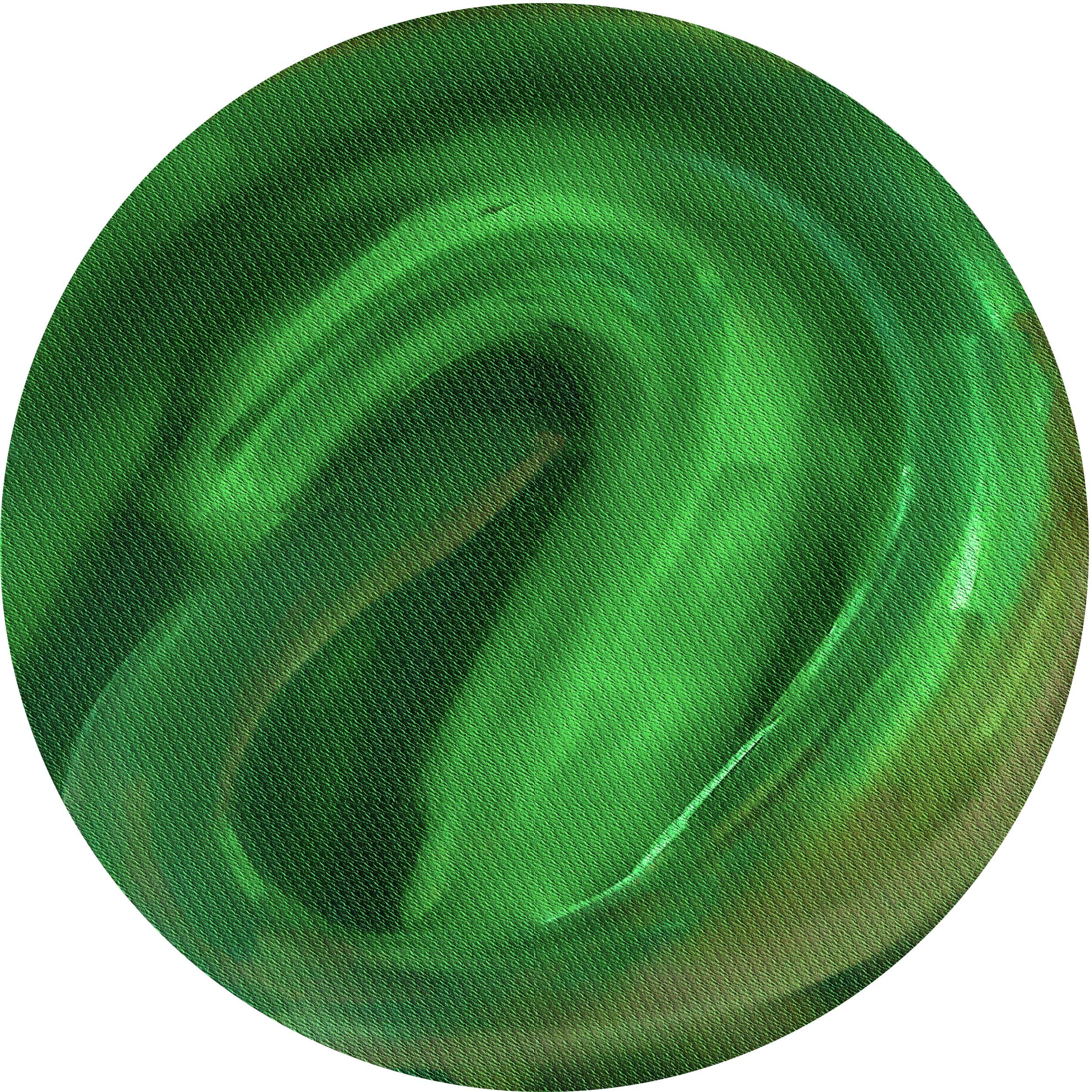 Ahgly Company Indoor Round Patterned Deep Emerald Green Area Rugs, 6 ...
