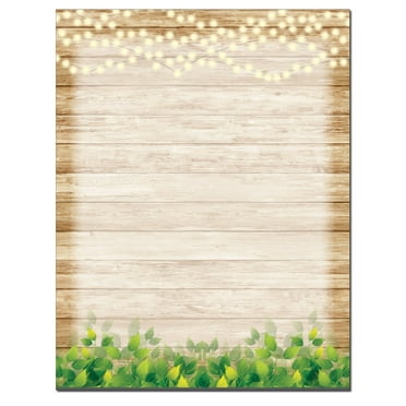 Rustic Theme Stationery - 8.5 x 11- 60 Letterhead Sheets - Lights & Jar ...