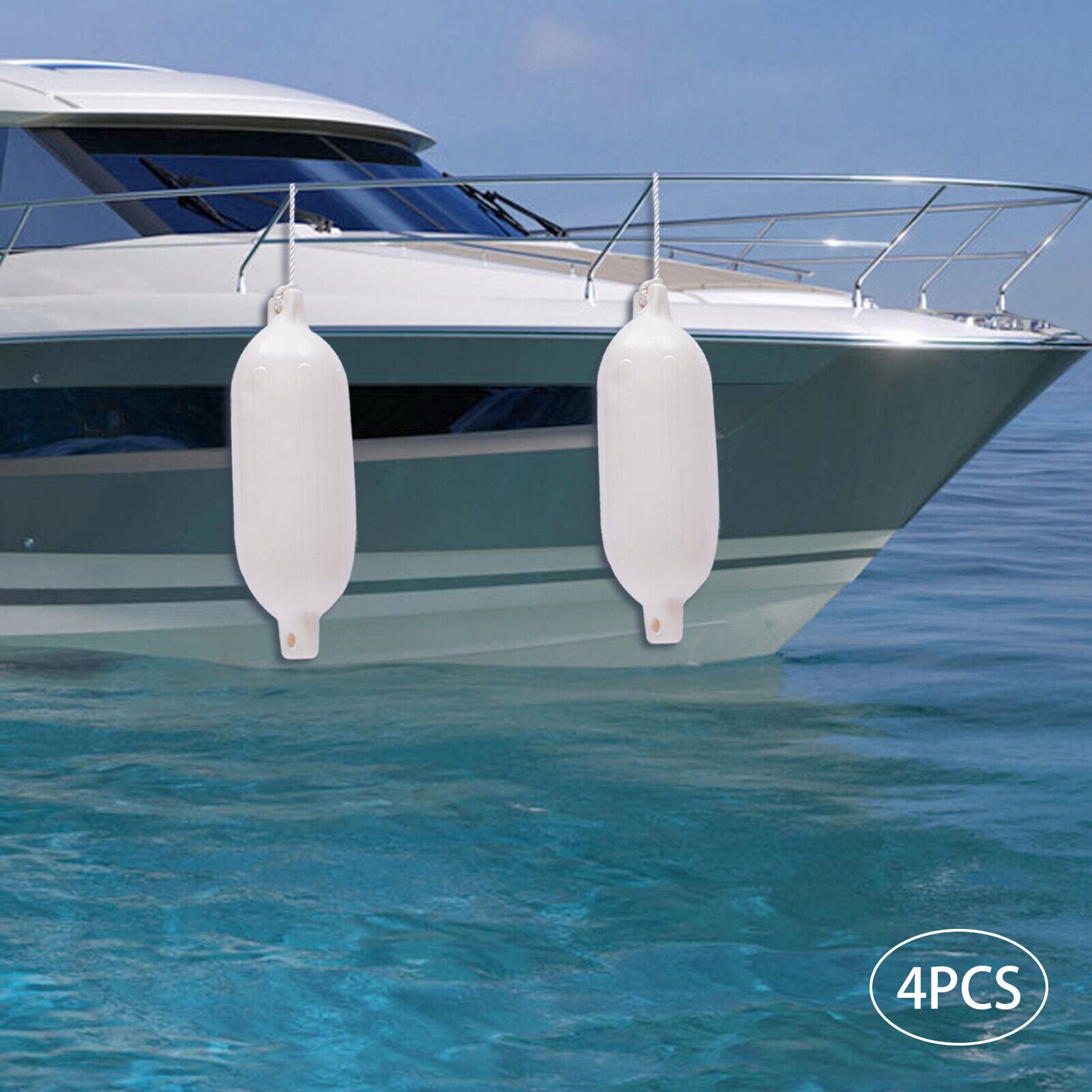 FETCOI 4pcs Ribbed Marine 5.5" X 20" Boat Fender Vinyl Bumper Dock ...