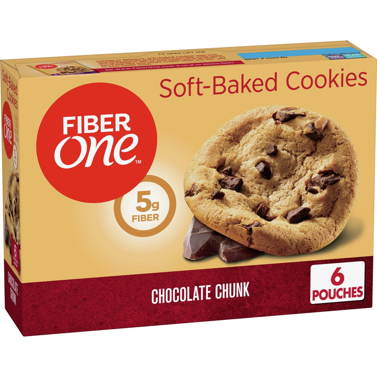 Fiber One Soft-Baked Cookies, Chocolate Chunk, 6.6 oz , 6 ct - Walmart.com