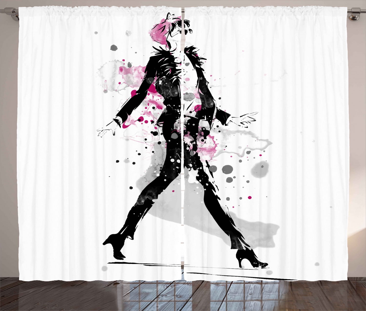 Fashion Curtains 2 Panels Set, Glamorous Stylish Sexy Woman Model on ...