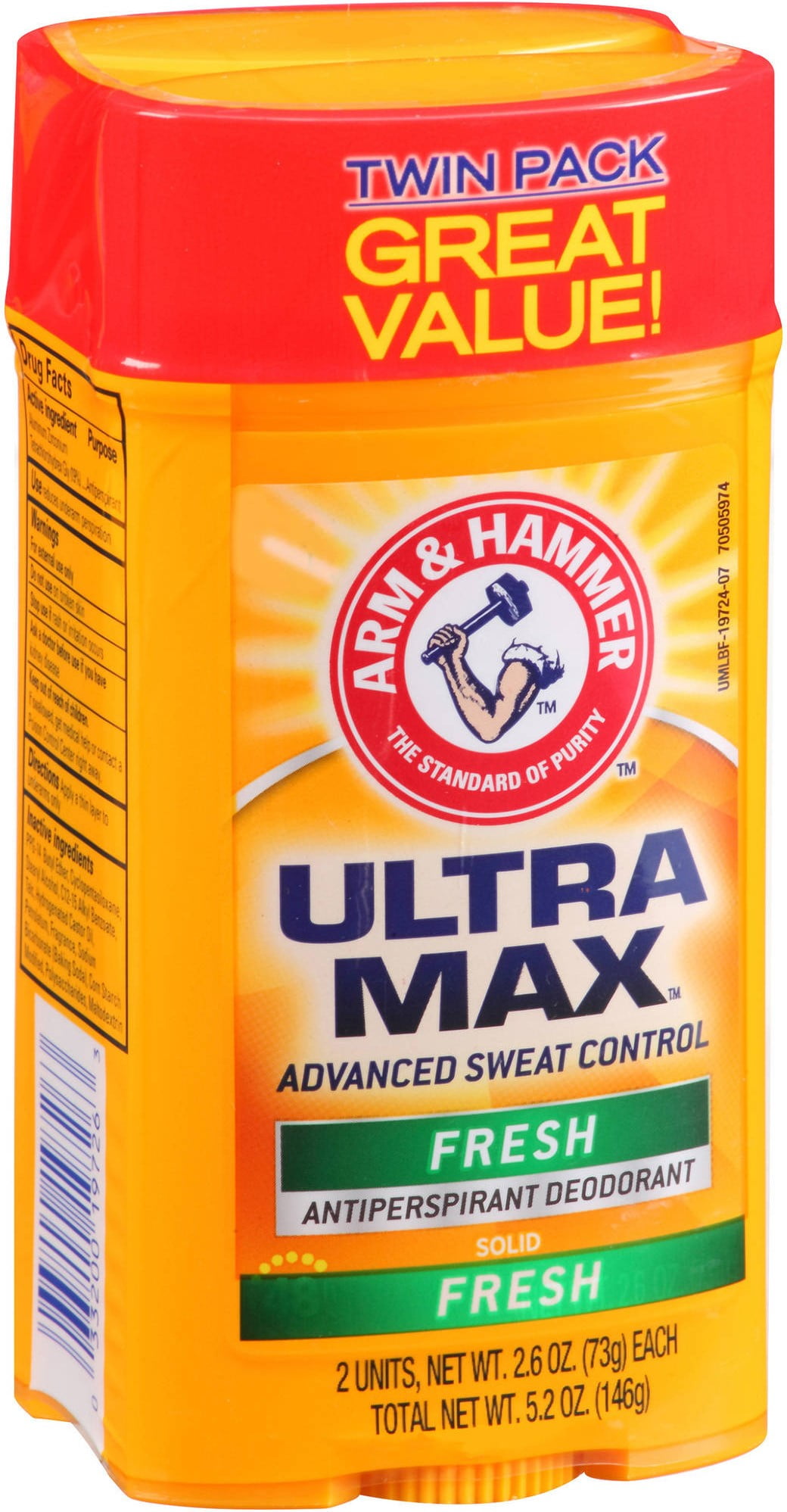ARM & HAMMER Ultramax Wide Antiperspirant & Deodorant Solid Twin Pack ...