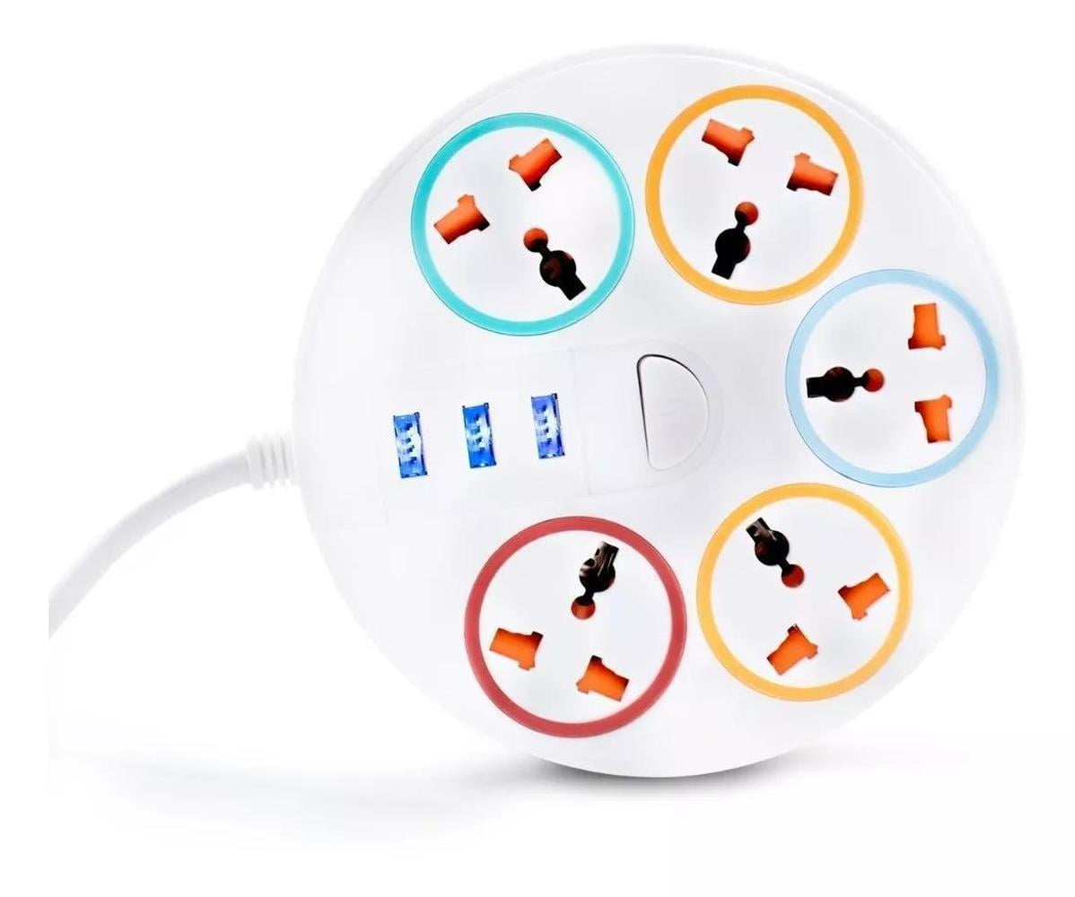 Multicontacto Circular Multiusos 5 Contactos + 3 Puertos USB Andromeda ...