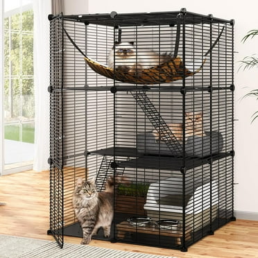Dextrus 5-Tier Large Cat Cage with Hammock & Cube Storage, Ideal for 1 ...