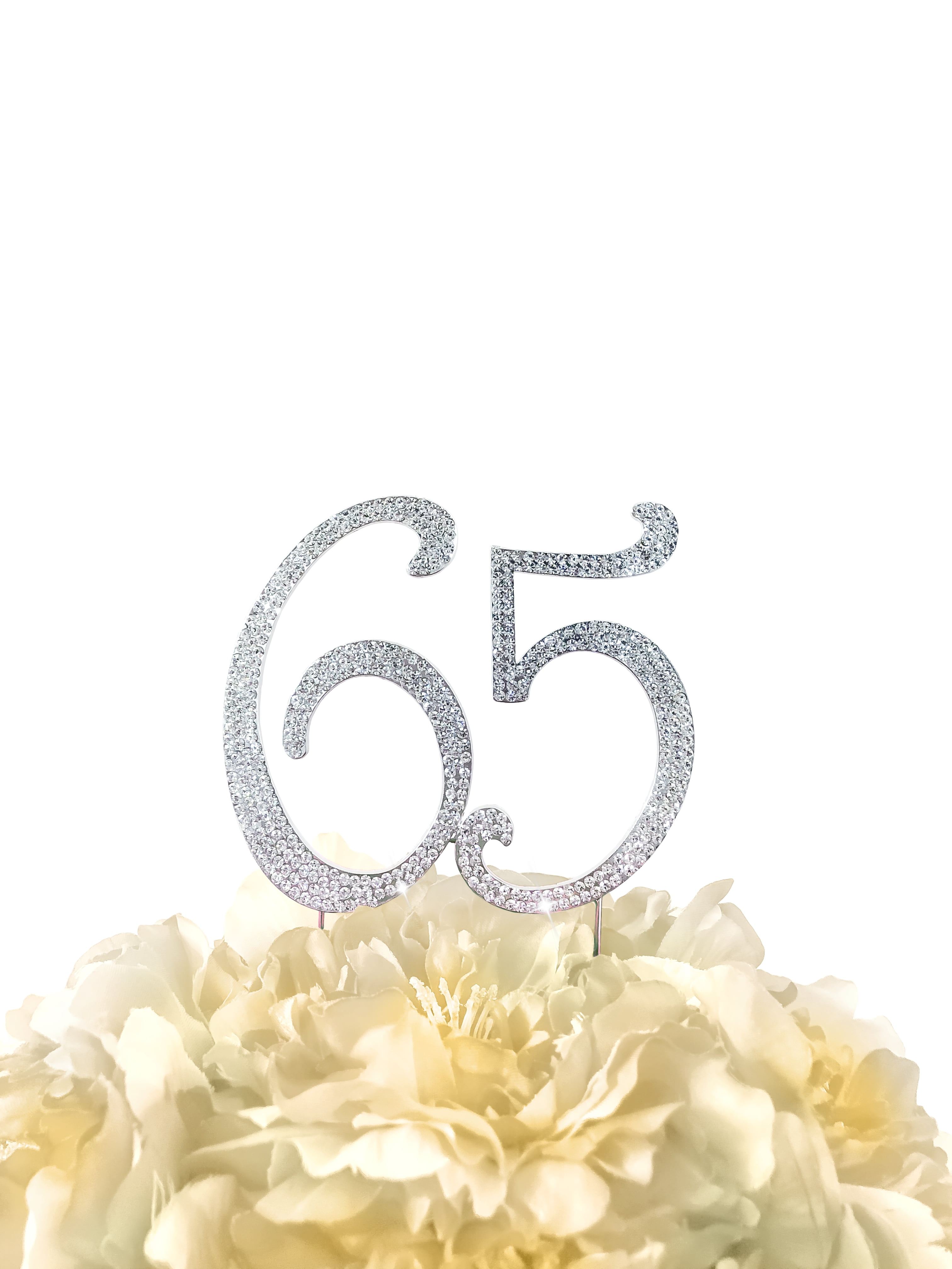 Rhinestone Cake Topper - Number 65 - Silver - Walmart.com