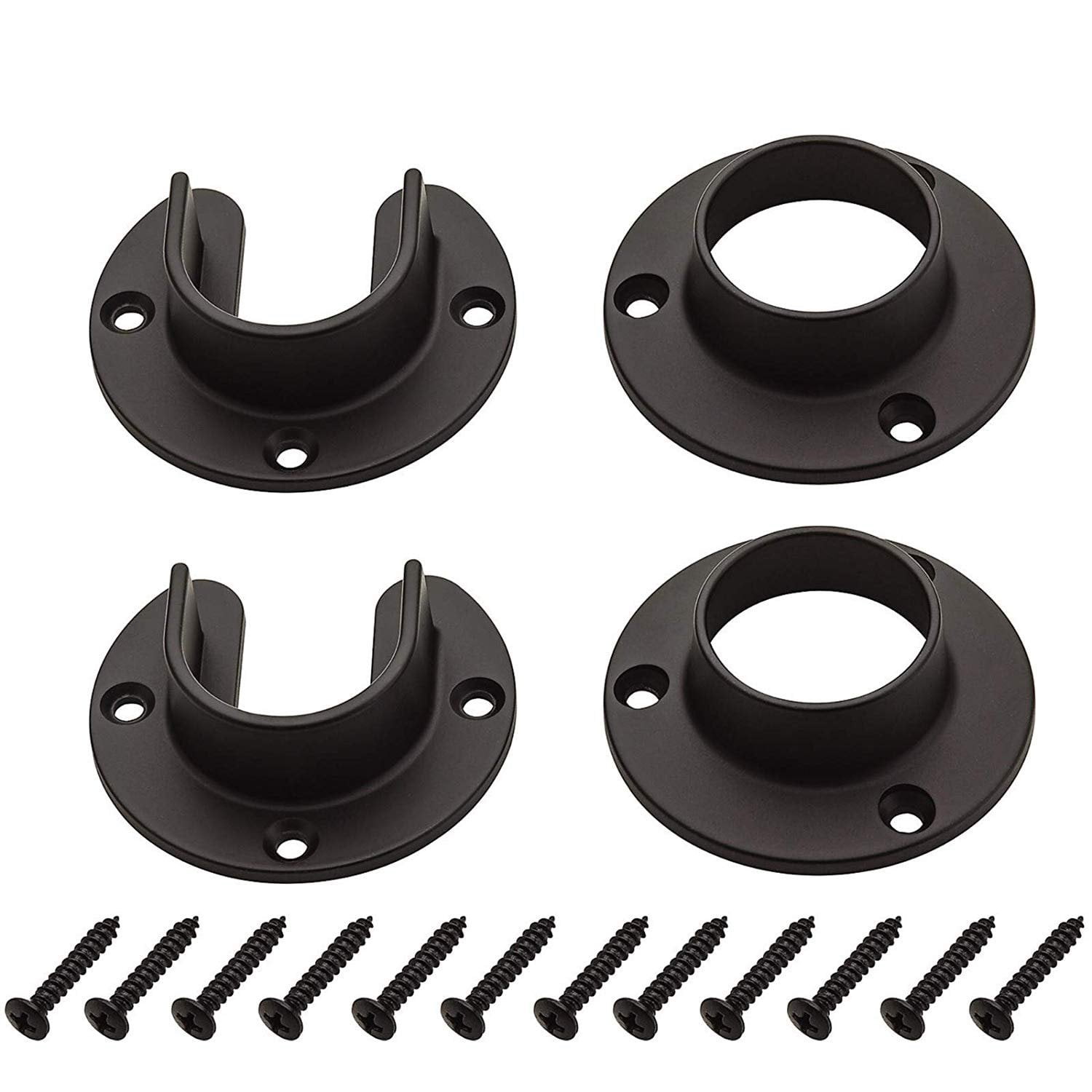 Wideskall Heavy Duty Stainless Steel Closet Pole Sockets Rod End ...