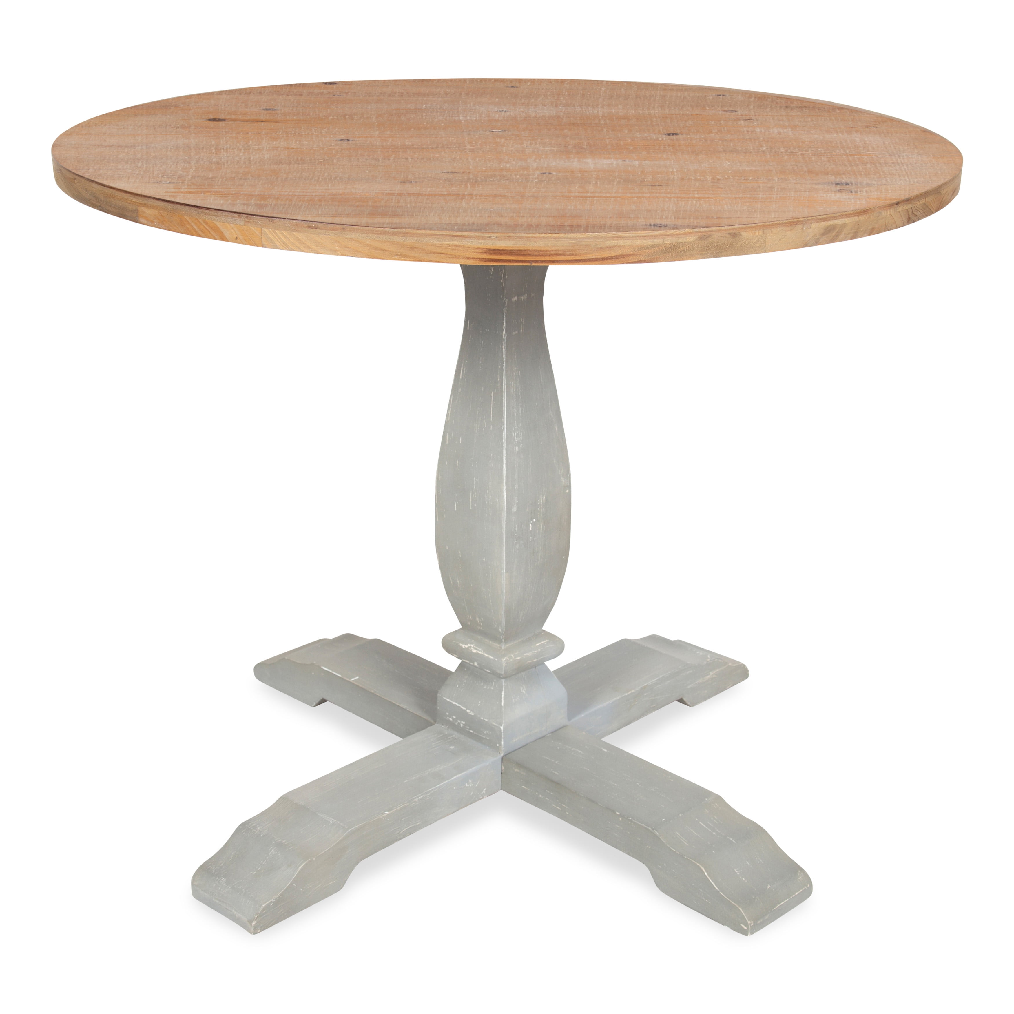 Kate and Laurel Bellmead Wood Round Pedestal Dining Table, Natural and Gray - Walmart.com