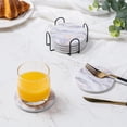 6Pcs Marble Style Ceramic Drink Coasters with Holder, Absorbent Coffee ...