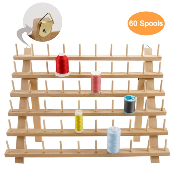 New brothread 60 Spools Wooden Thread Rack/Thread Holder Organizer with ...