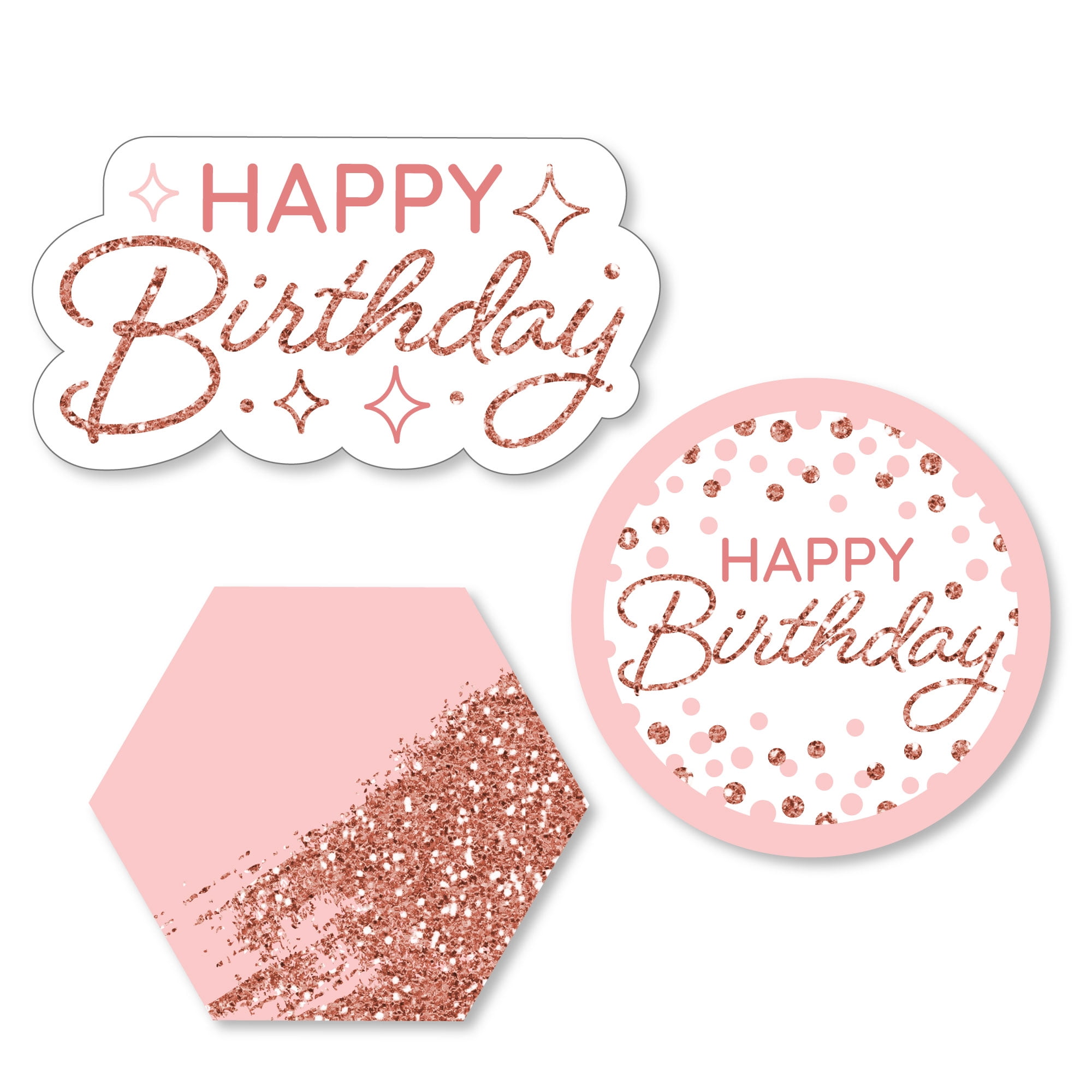 Big Dot of Happiness Pink Rose Gold Birthday - DIY Shaped Happy ...