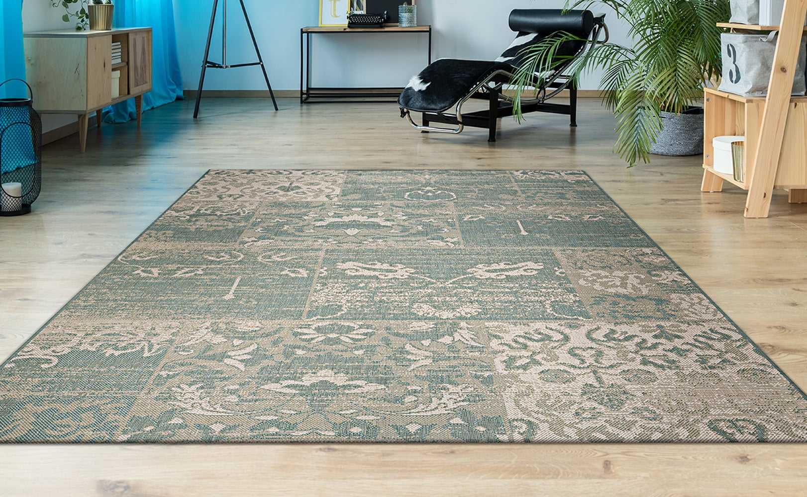 Couristan Afuera Country Cottage Rug, Sea Mist/Ivory - Walmart.com ...