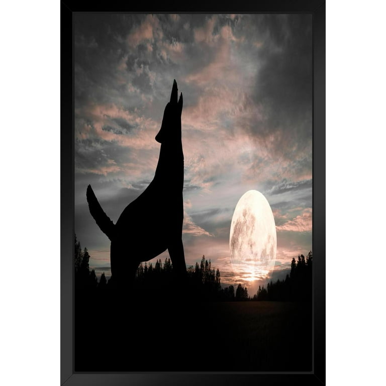 Howling Wolf Silhouette Moon