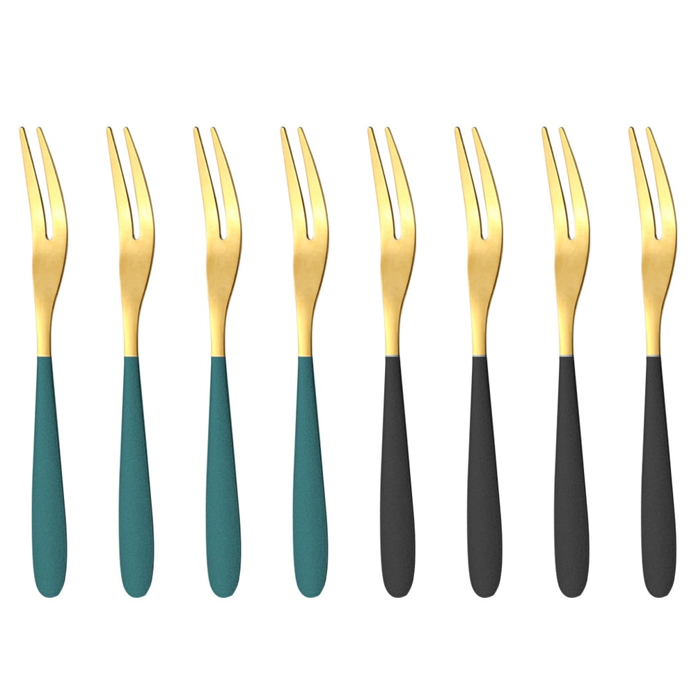 8-Piece Stainless Steel 2-Prong Appetizer Forks, Small Forks, Fruit ...