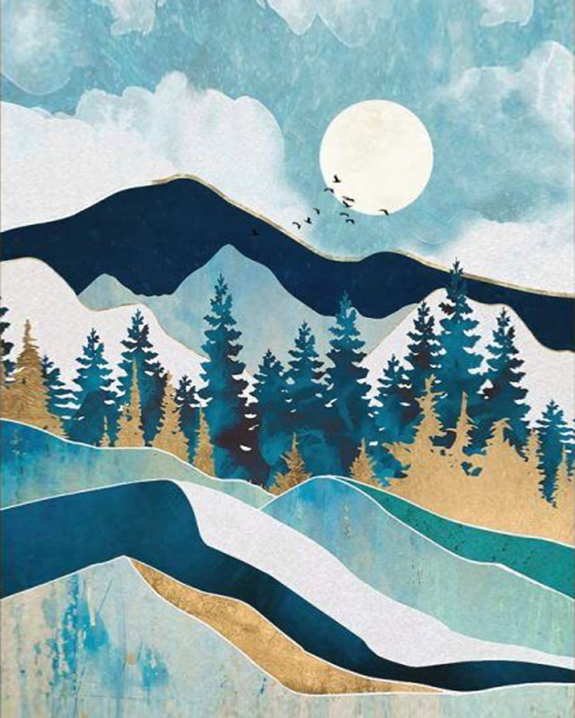 Abstract Forest Adult Paint by Number, TISHIRON Nordic Style Paint by ...