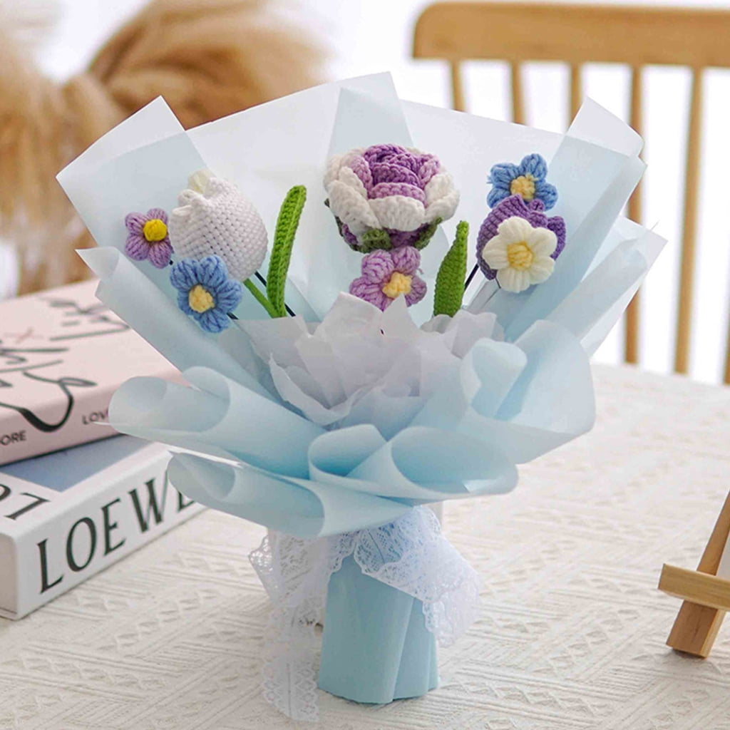 Whoamigo Creative Gift Hand-Knitted Flower Bouquet for Birthday ...