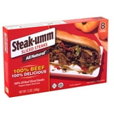 Steak-umm Sliced Steaks All-Natural 100% Beef, 12 oz 8 Count, (Frozen ...