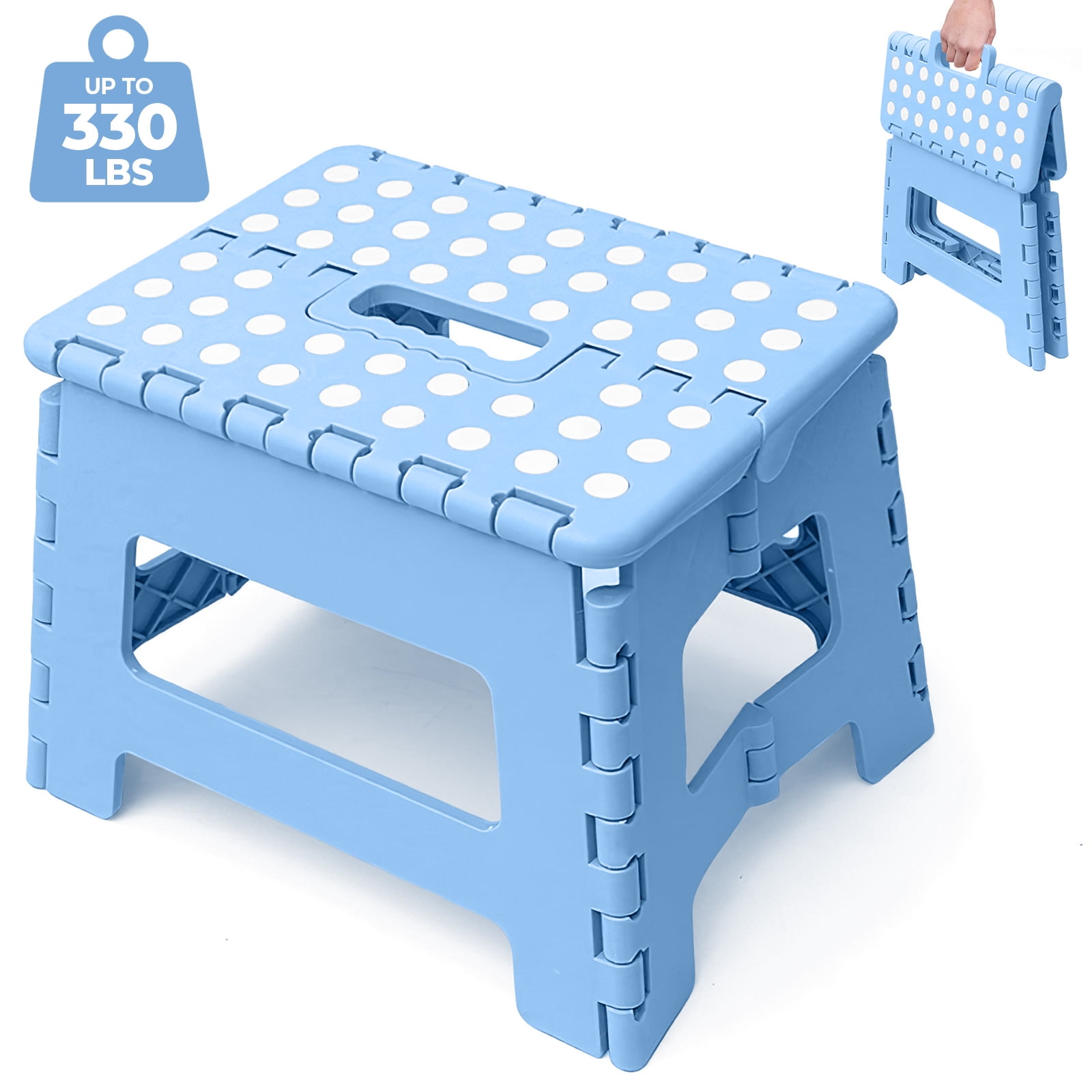 Folding Stool Step Down Footstool, Step Stool with Carrying Handle ...