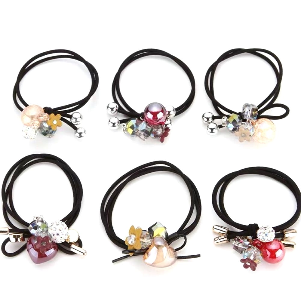 SPRING PARK 6Pcs Women Girls Hair Band Ties Rope Ring Elastic Hairband ...
