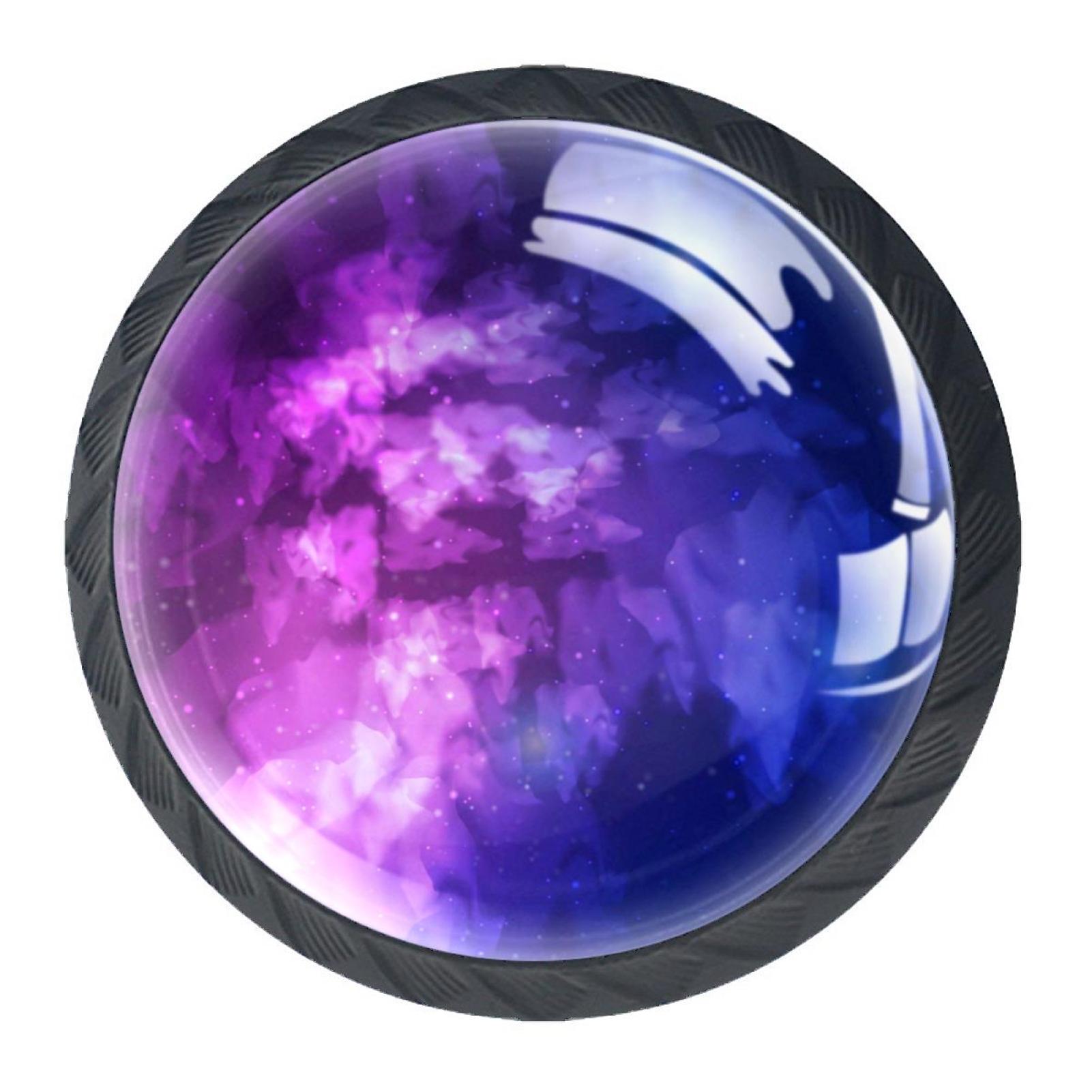 4 Pcs Starry Sky Purple Galaxy Knobs for Kitchen Cabinet Cupboard ...