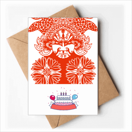 Red Facial Head Beijing Opera Paper-cut Happy Birthday Greeting Cards ...