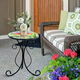 HONGLAND Indoor/Outdoor Folding Metal Garden Accent Table, Pink ...