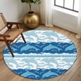 Blue Ocean Dolphin 5FT Round Area Rugs for Living Room Nautical Waves ...
