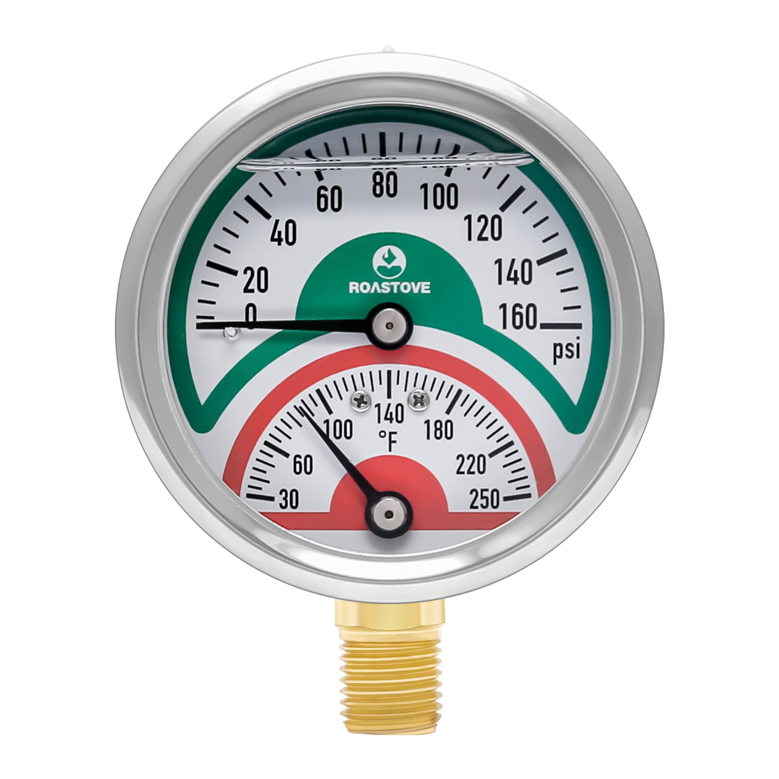 Roastove Tridicator, Thermo-Manometer, 2-1/2", Silicone Oil Filled, 0 ...