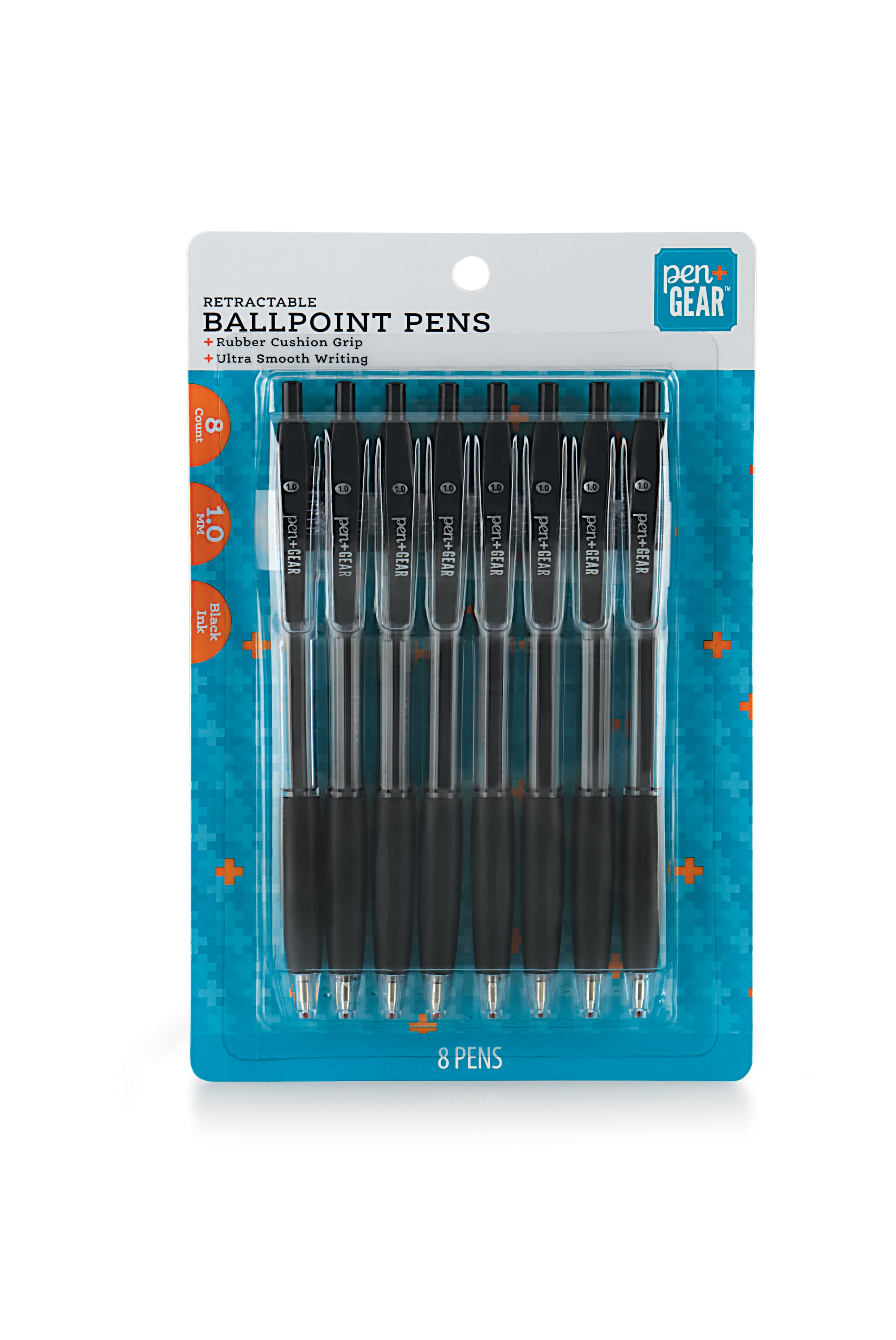 Pen+Gear Retractable Ballpoint Pens, Black, 8 Count - Walmart.com
