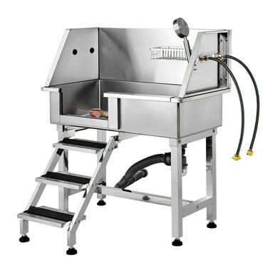 SKYSHALO 34" Dog Wash Station with Ramp, Durable Stainless Steel Pet ...