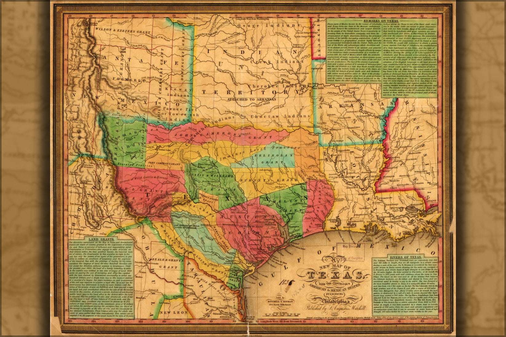 24"x36" Gallery Poster, map of Texas 1835 - Walmart.com