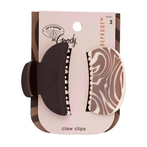 Goody Tru X Let It Happen Slideproof™ Medium Claw Clips Brown, 2 CT ...