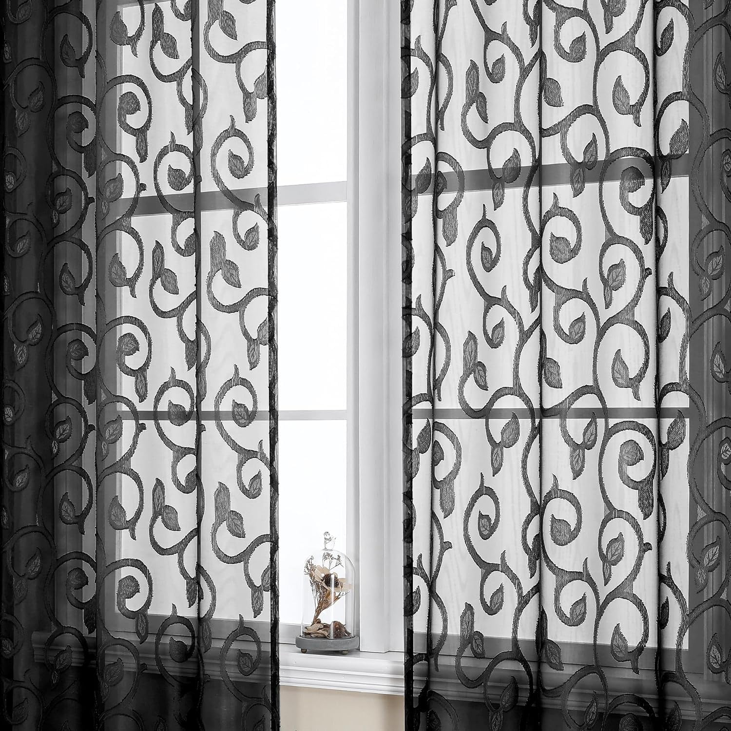 Click here for Siabc-Furman Black Sheer Curtains 84 Inches Long F... prices
