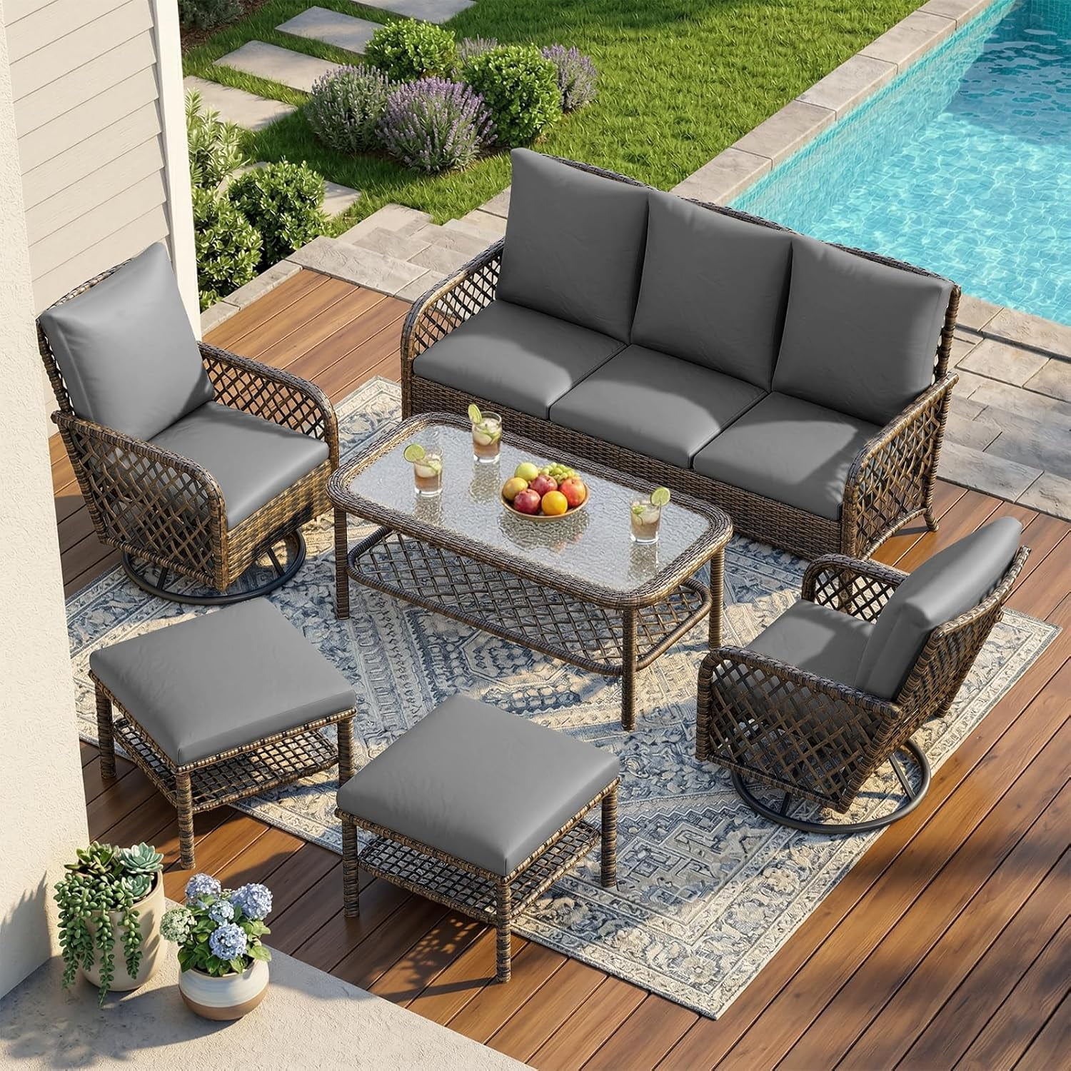 Click here for Aecojoy 6pcs Outdoor Wicker Patio Furniture Set  7... prices