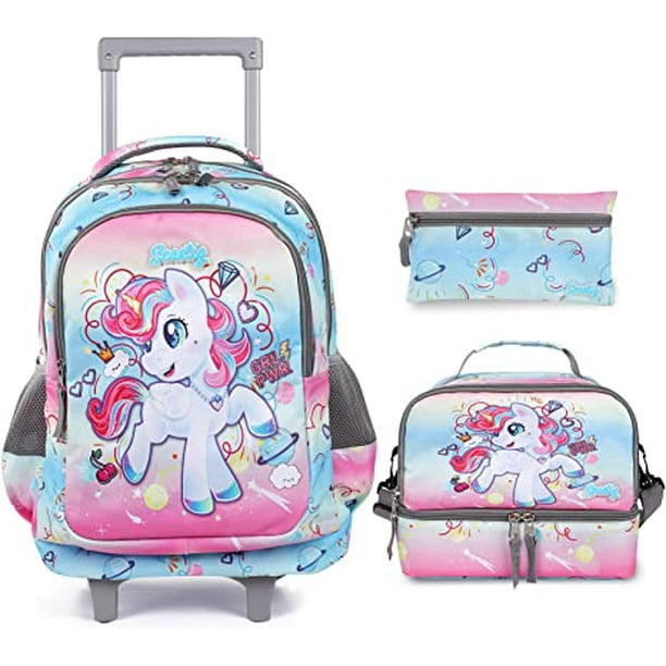 Seastig Foldable Rolling Backpack for Kids Wheeled Backpack Double ...