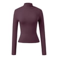 CUSTG Women Casual Shirts Summer Long Sleeve High Neck Slim Fit Stretch ...