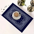 Bandana Navy Blue Southwestern Placemats Set of 6，Washable Wipeable ...
