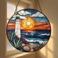 Abstract Lighthouse Sunset Suncatcher – Stained Glass Style Window Art ...