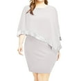 Plus Size Womens Dresses Shoulder Overlay Asymmetric Chiffon Strapless
