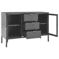 vidaXL Modern Steel and Tempered Glass Console Cabinet Storage with ...