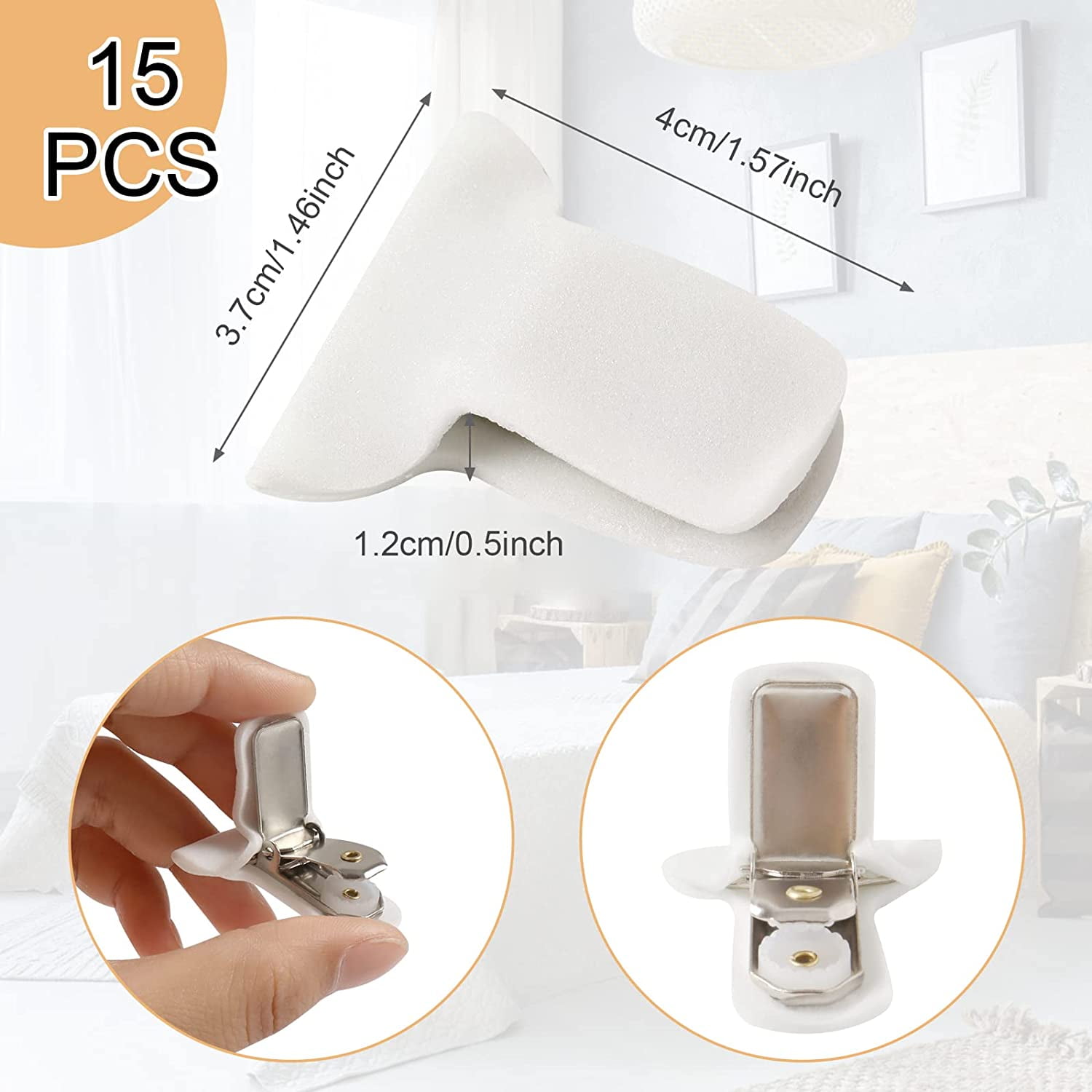 15 Pack Padded Comforter Clips Duvet Clips Fasteners White Duvet Cover ...
