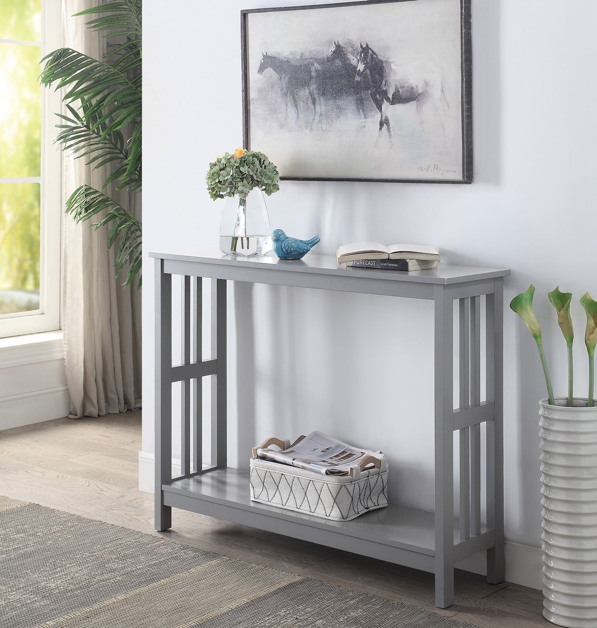 Convenience Concepts Mission Console Table with Shelf, Gray - Walmart.com