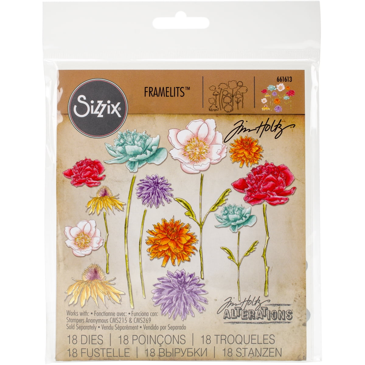 Sizzix Framelits Dies By Tim Holtz-Flower Garden & Mini Bouquet ...