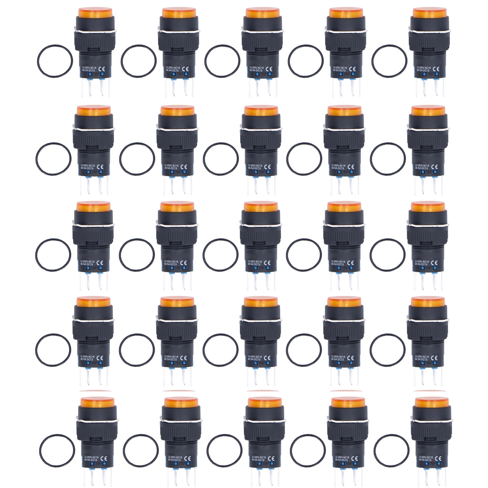 25 uds interruptor de botón de bloqueo automático ABS latón redondo Jog ...