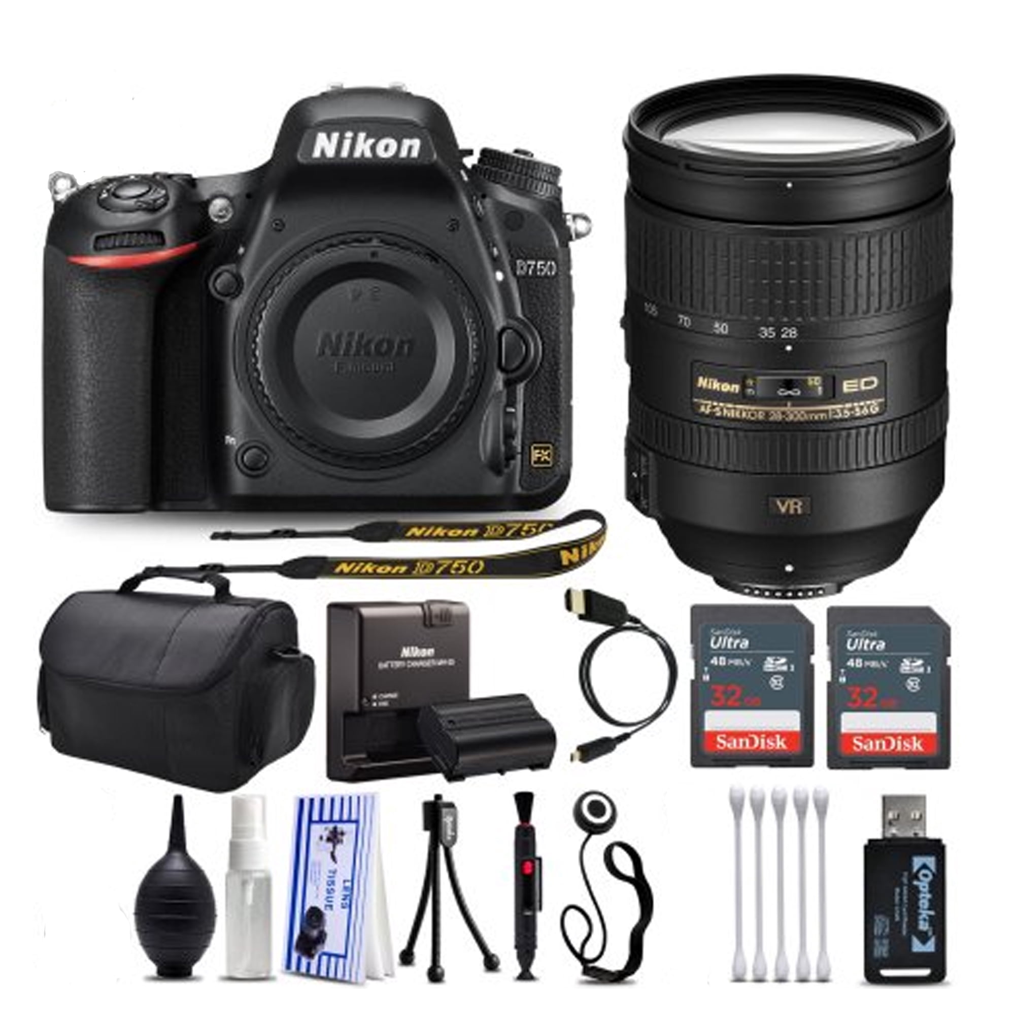 Nikon D750 Digital SLR Camera with Built-In Wi-Fi w/ Nikon AF-S DX ...