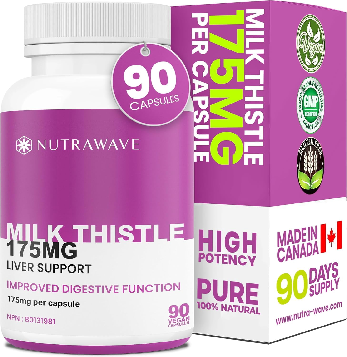 Nutrawave Milk Thistle 175 mg – Liver & Digestive Support, 80% ...