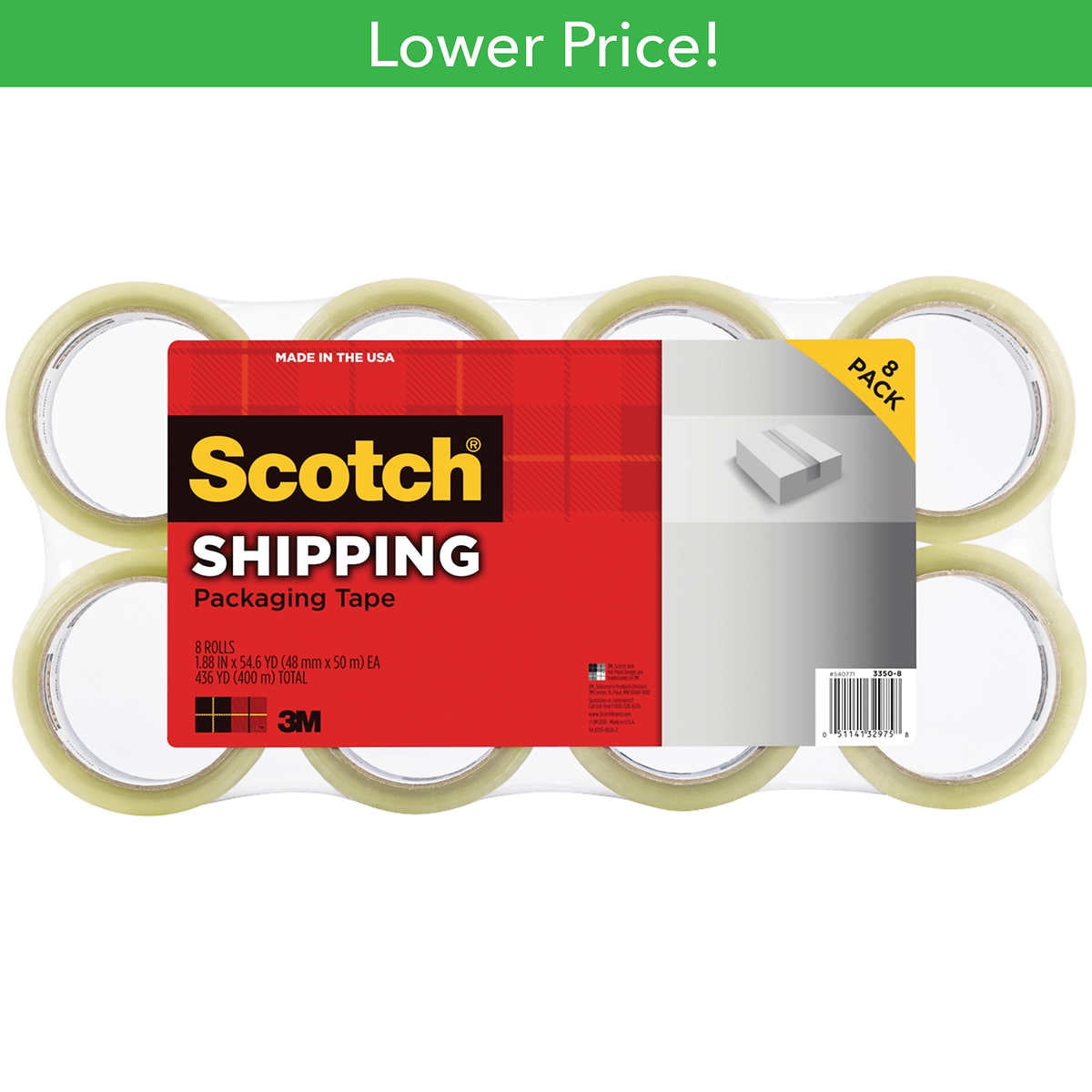 Scotch Packaging Tape, 1.88"W x 54.6 YD 8 ct 3M - Walmart.com