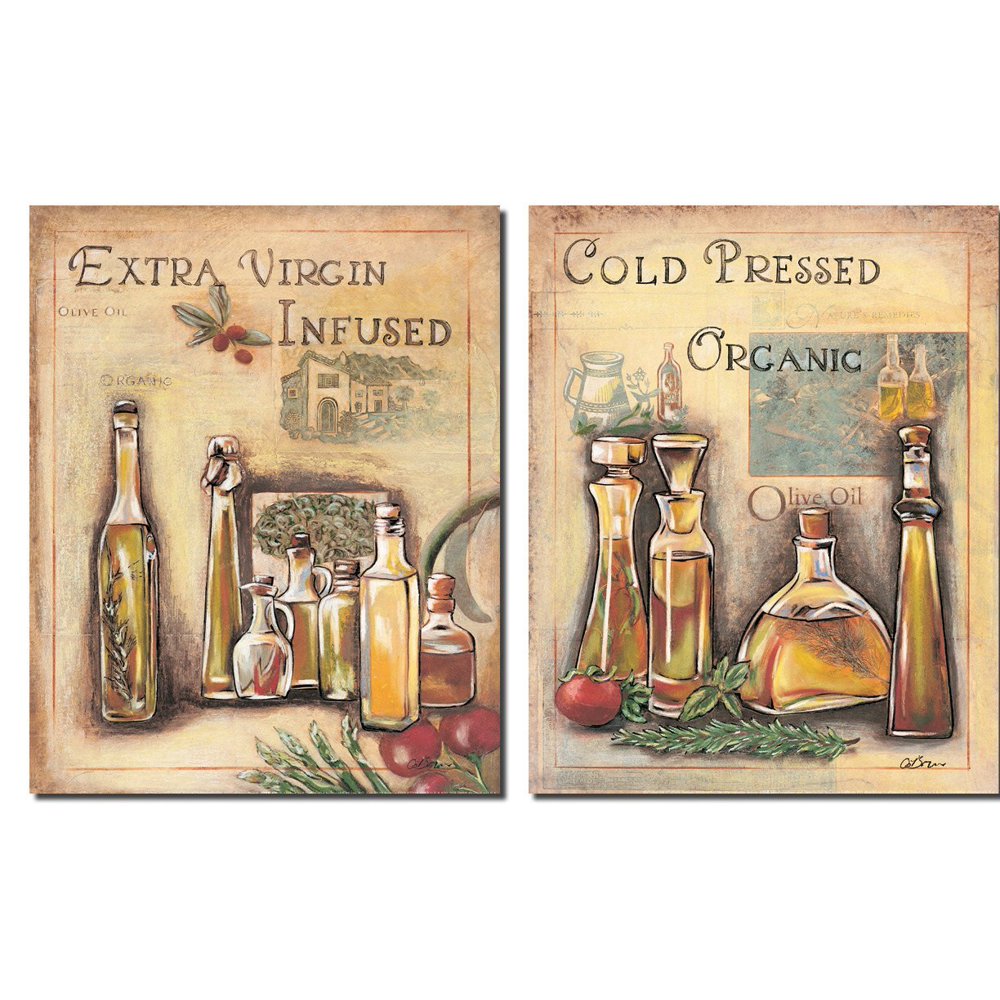 2 Vintage Italian OLive Oil Signs; Kitchen Decor; Two 8X10 Poster ...