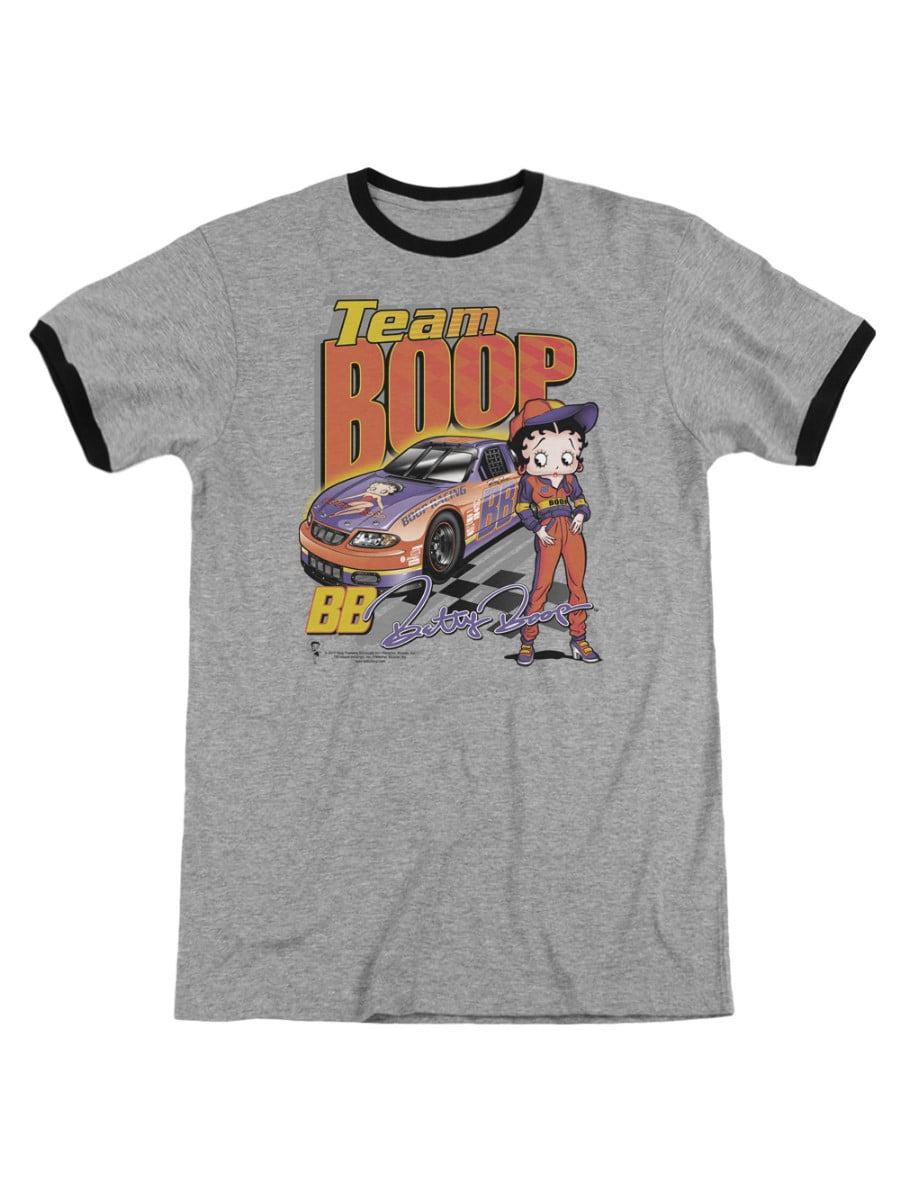 Betty Boop Team Boop Racing Retro Cartoon Adult Ringer T-Shirt Tee ...