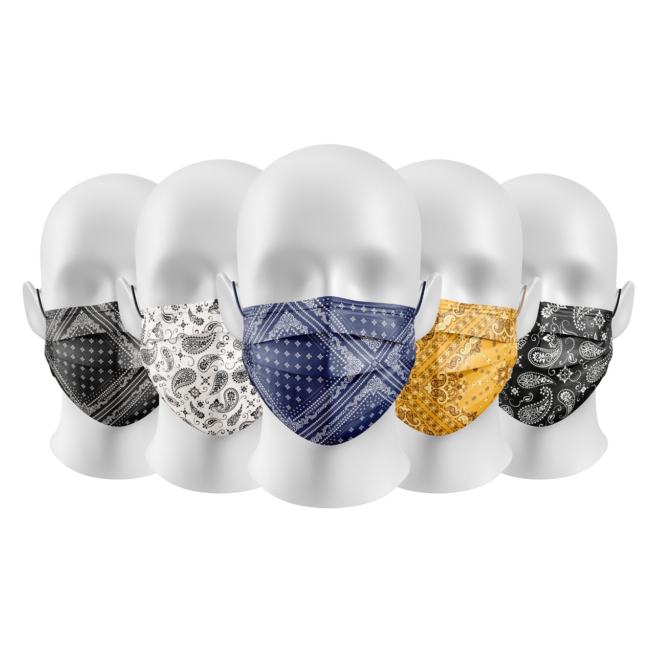 Protected Wellness Premium Disposable Adult Face Covering BANDANA 3-PLY ...